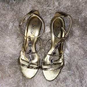 Sizzle | Shoes | Gold Rhinestones Heels | Poshmark